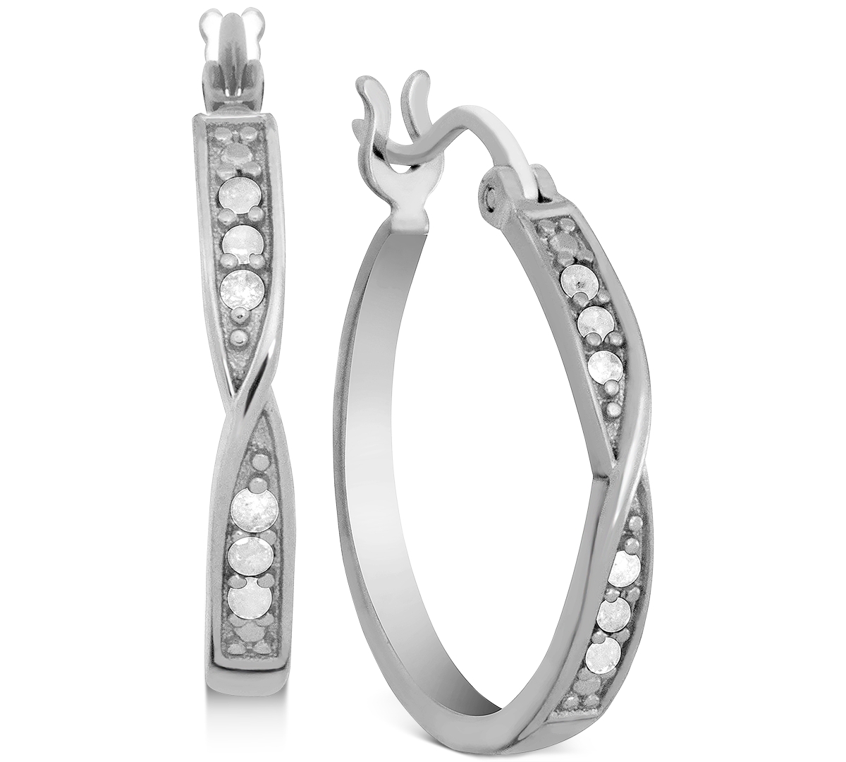 Click here for Diamond (1/10 ct. t.w.) Bypass Hoop Earrings in St... prices