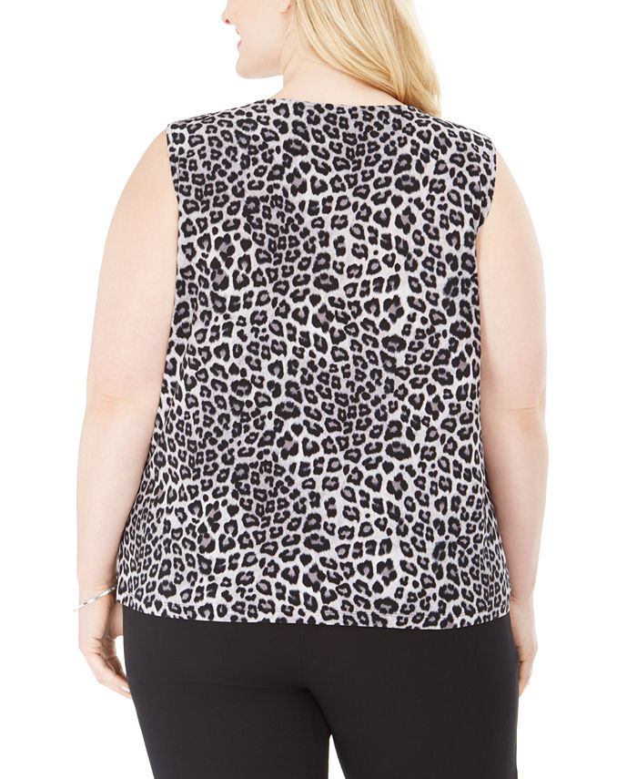 Kasper Plus Size Leopard-Print Keyhole Top - Macy's