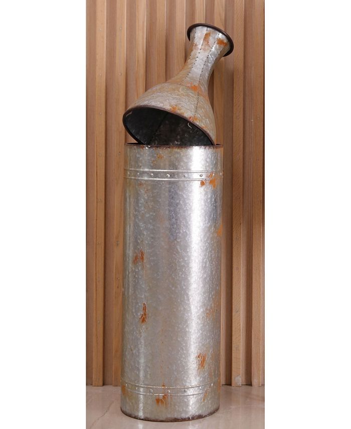 Vintiquewise 43" Rustic Farmhouse Style Galvanized Metal Floor Vase ...