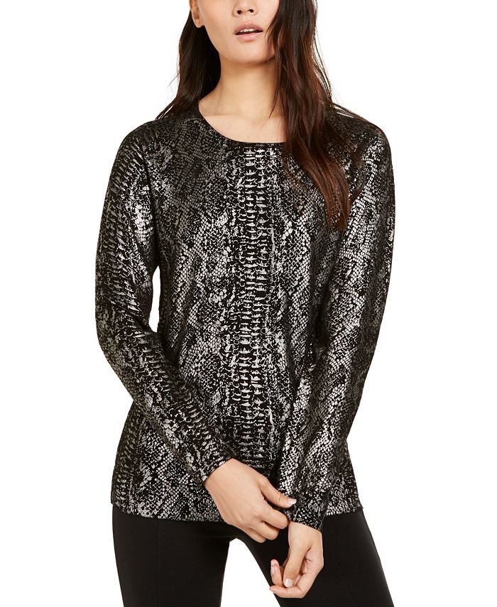 INC International Concepts INC Metallic Python-Print Sweater, Created ...