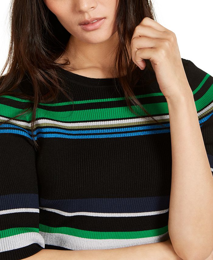 INC International Concepts INC Metallic Striped Ribbed Sweater, Created ...