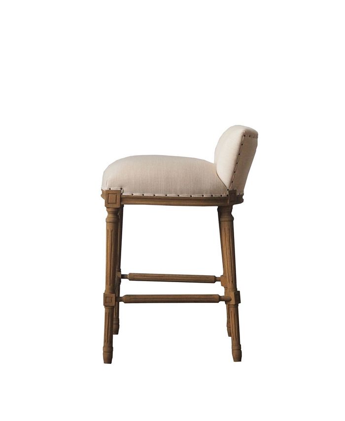 Burnham Home Designs Francesca Stool Wooden Barstool with Linen Seat ...