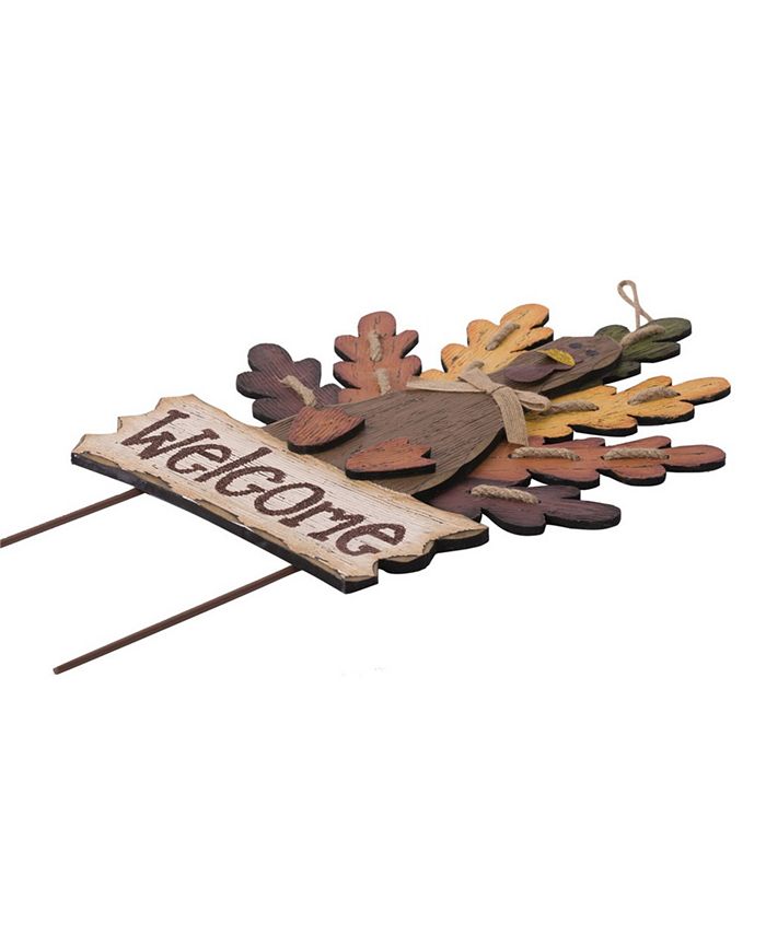 Glitzhome Burlap/Wooden Turkey Welcome Sign or Yard Stake - Macy's