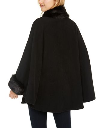 Cejon Lux Fleece Cape With Faux-Fur Trim - Macy's