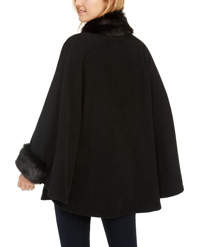 Cejon Lux Fleece Cape With Faux-Fur Trim - Macy's