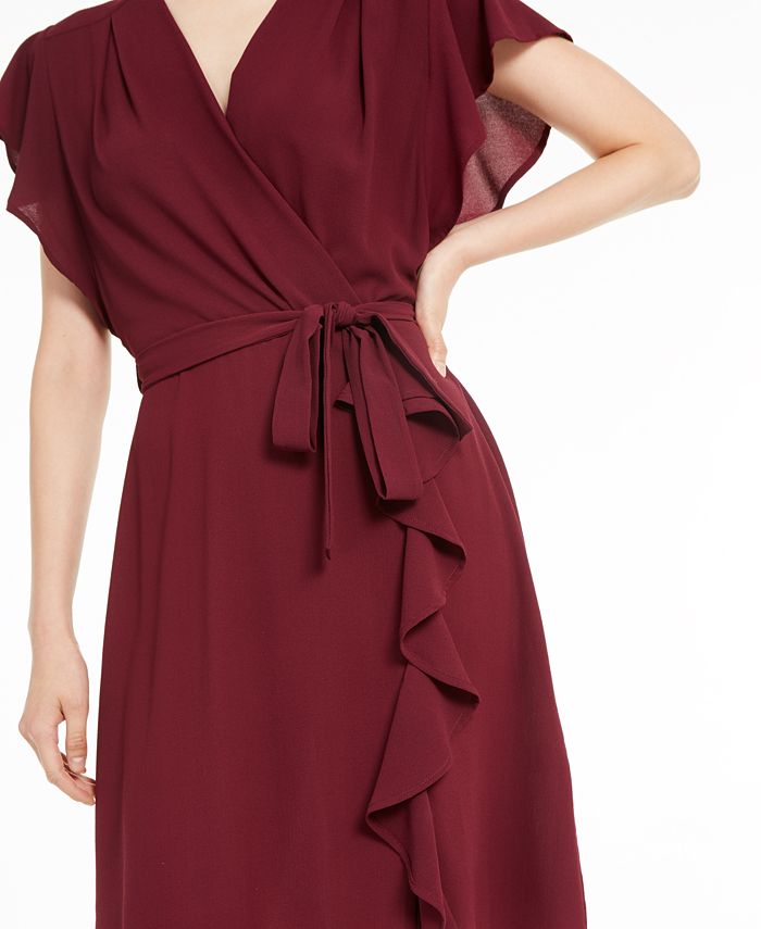 Monteau Petite Flutter Wrap Dress - Macy's