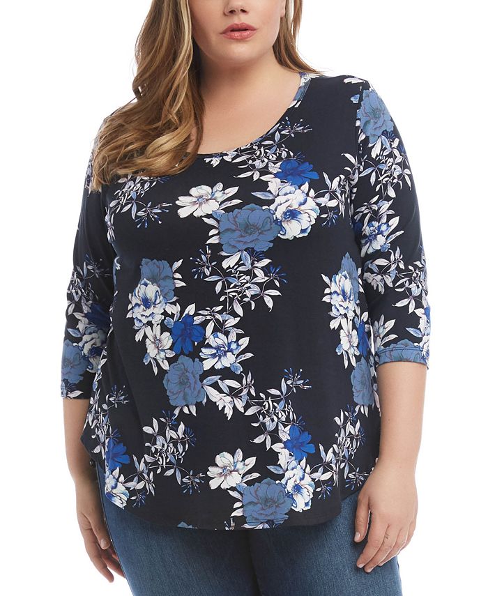 Karen Kane Plus Size Floral Printed 3 4 Sleeve Top Macys