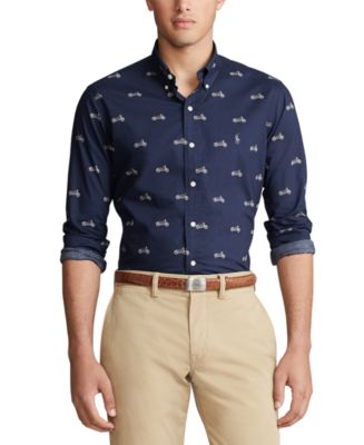 Polo Ralph Lauren Men's Motorcycle Print Poplin Shirt - Macy's