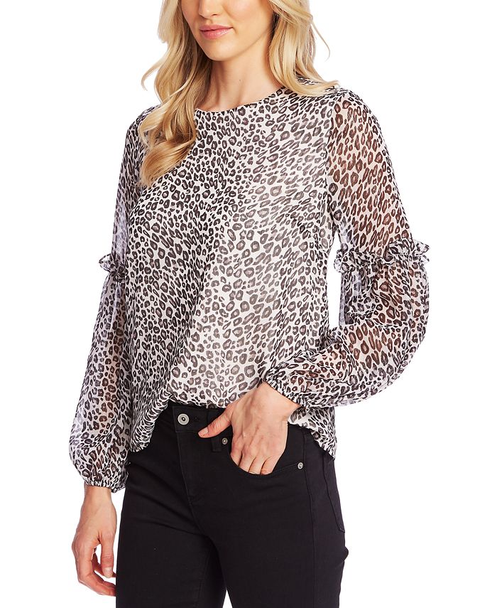CeCe Leopard-Print Ruffled Top - Macy's