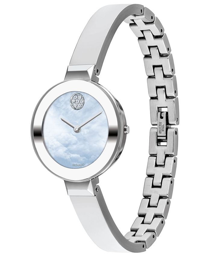Movado Women's Swiss Bold Stainless Steel Bangle Bracelet Watch 28mm ...