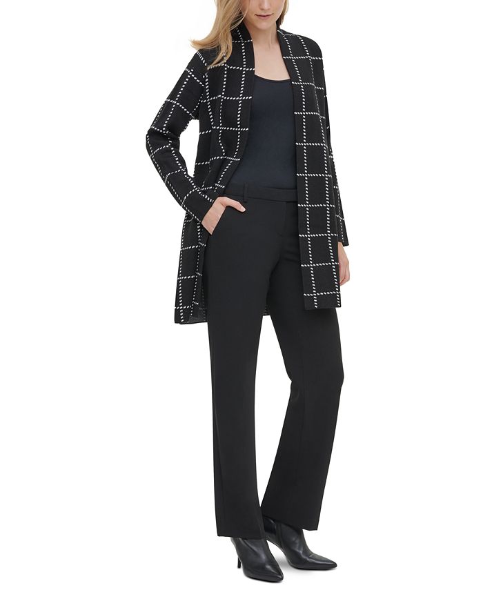 Calvin Klein Printed Open-Front Longline Cardigan - Macy's