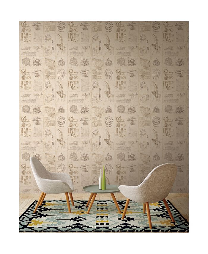 Sirpi 27" x 396" Schizzi Papiro Sketch Wallpaper - Macy's