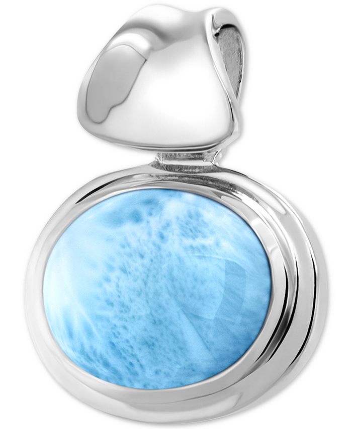 Marahlago Larimar (12mm) 21" Adjustable Pendant Necklace in Sterling ...