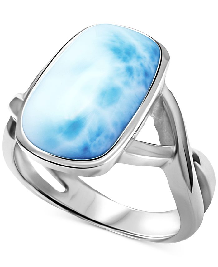Marahlago Larimar (9 x 15mm) Statement Ring in Sterling Silver - Macy's