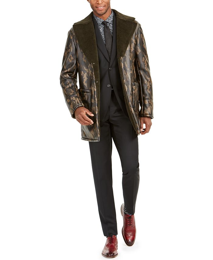 Tallia Men's Faux-Fur Camouflage Overcoat - Macy's