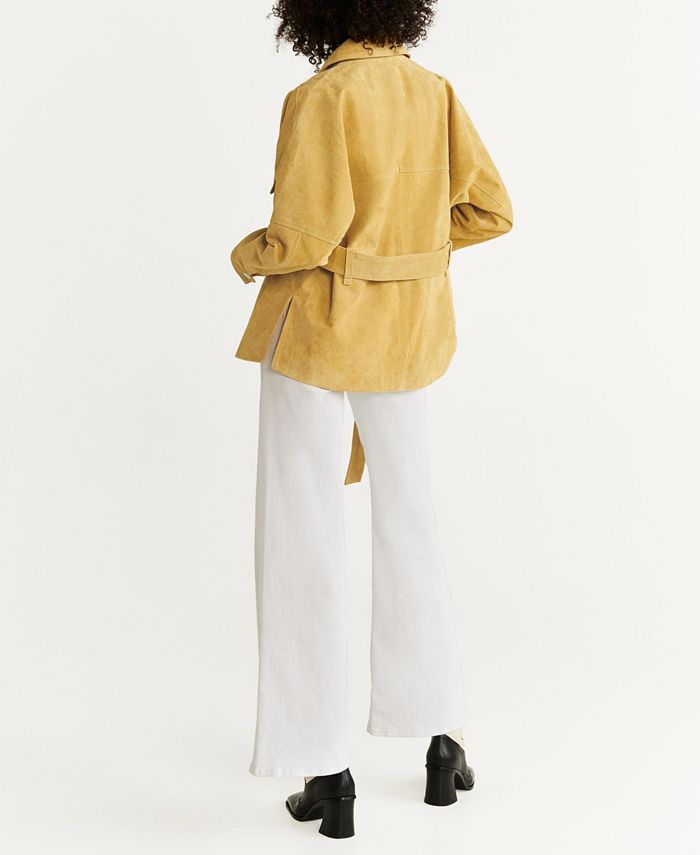 MANGO Belted Suede Jacket - Macy's