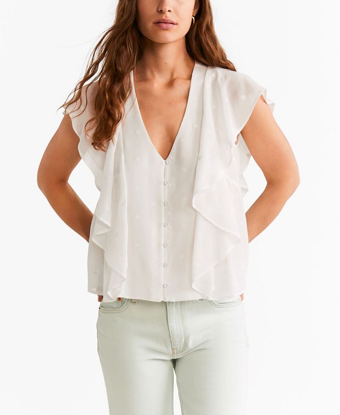 MANGO Floral Embroidery Blouse - Macy's