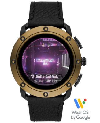 Diesel Tech Men's Axial Black Leather Strap Touchscreen Smart Watch ...