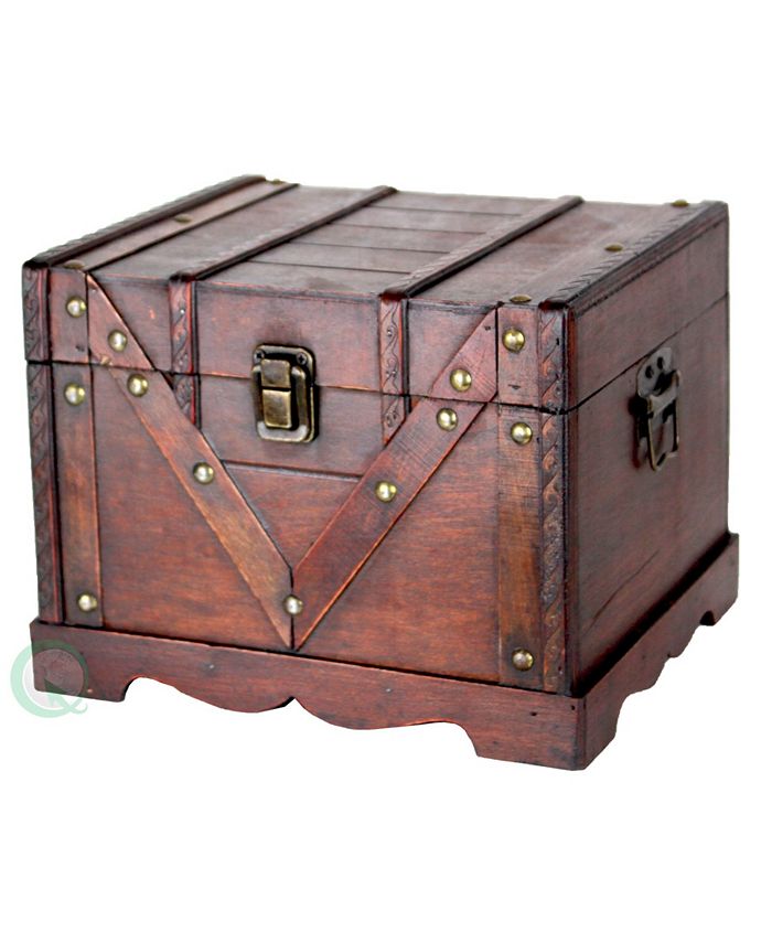 Vintiquewise Small Wooden Treasure Box, Old Style Treasure Chest - Macy's