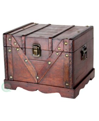 Vintiquewise Small Wooden Treasure Box, Old Style Treasure Chest - Macy's