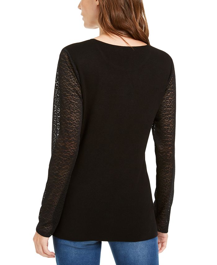 INC International Concepts INC Illusion-Mesh Sweater, Created for Macy ...