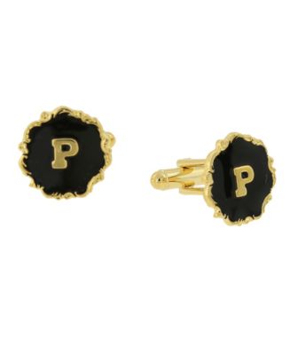 1928 Jewelry 14K Gold-Plated Enamel Initial P Cufflinks - Macy's