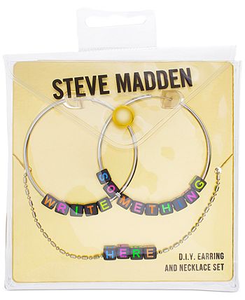 Steve Madden Silver-Tone Interchangeable Lettering Bead Collar Necklace ...