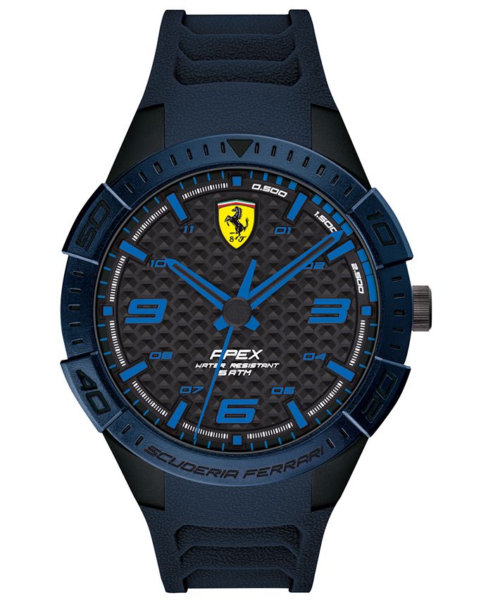 Ferrari Men's Apex Blue Silicone Strap Watch 44mm - Macy's