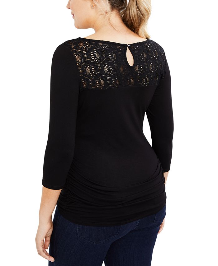 Motherhood Maternity Lace-Trim Jersey Top - Macy's