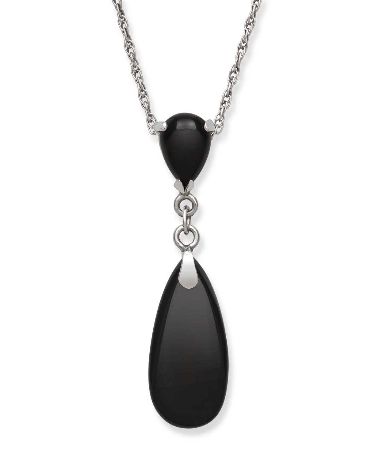 Click here for Black Onyx (8 x 18 mm) Teardrop Pendant in Sterlin... prices