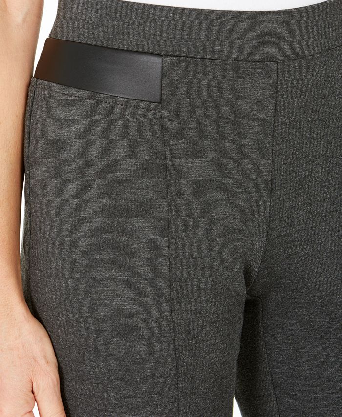 JM Collection Faux-Leather-Trim Ponte-Knit Pants, Created for Macy's ...