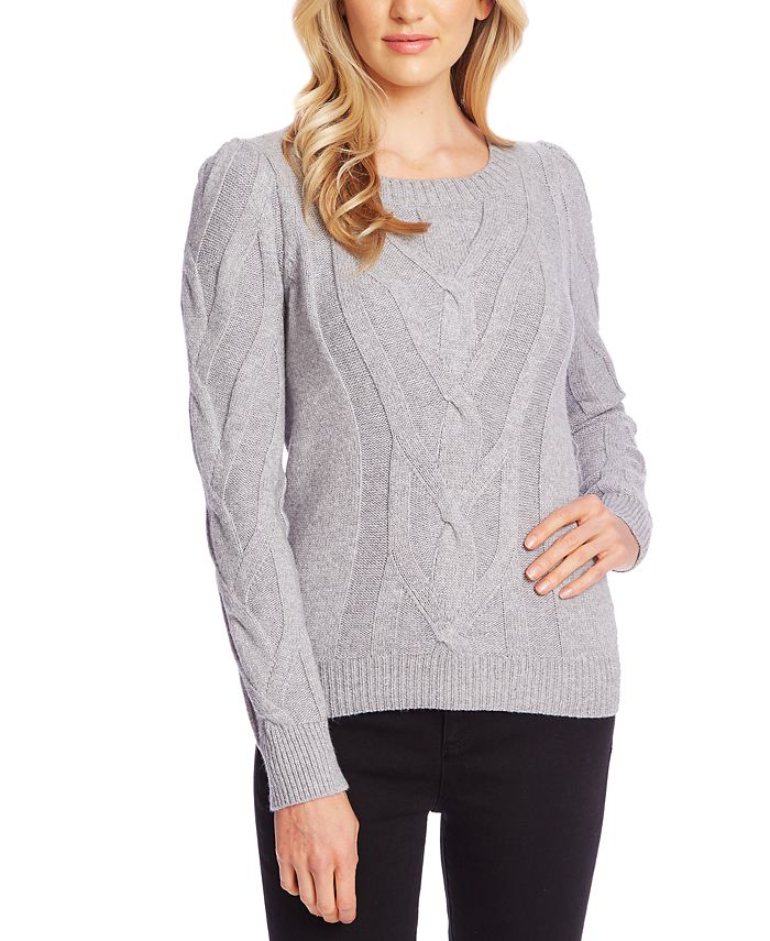 CeCe Cable Knit Puff Sleeve Sweater - Macy's