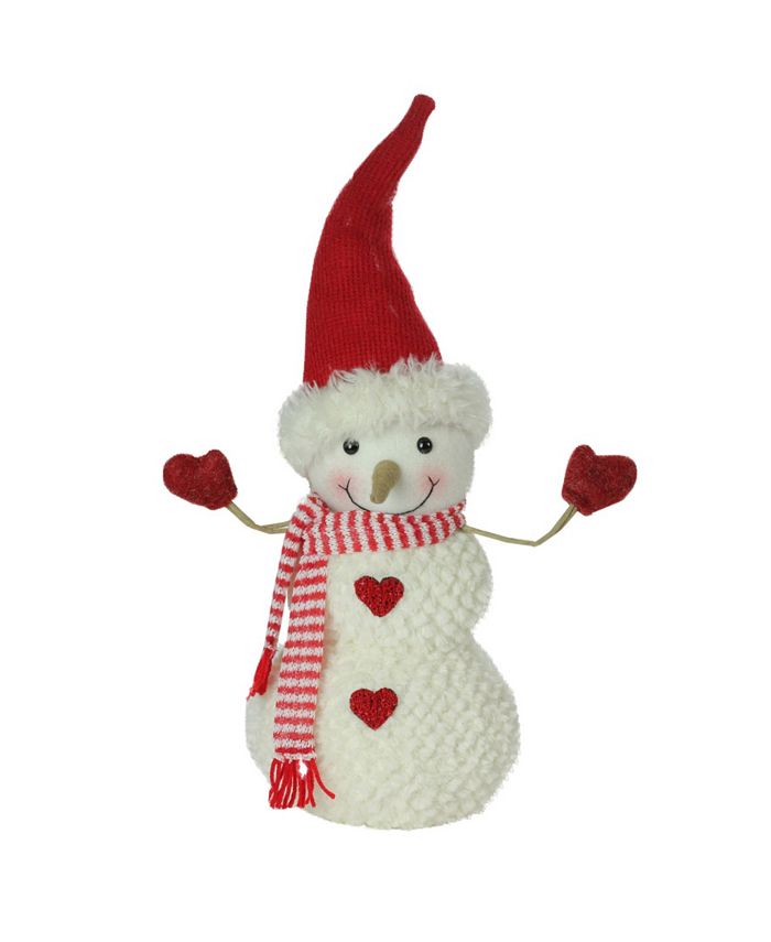 Northlight 15" Plush Red and White Super Soft Snowman with Red Heart ...