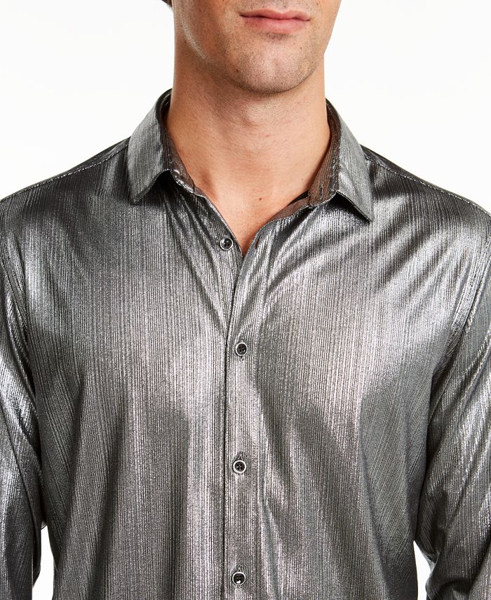 INC International Concepts I.N.C. ONYX Men's Crinkled Foil Silver ...