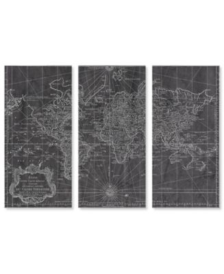 Oliver Gal World Map 1778 triptych Canvas Art - 36" x 17" x 3" - Macy's