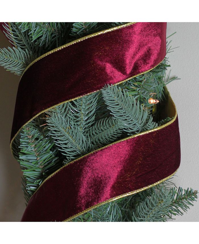 Northlight Solid Wine Red Gold Wired Christmas Craft Ribbon 2.5" x 10 ...
