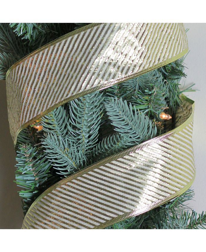 Northlight Pack of 12 Shiny Gold Diagonal Striped Wired Christmas Craft ...