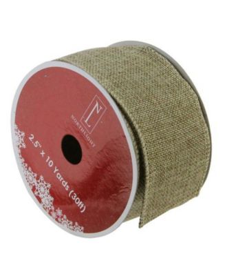 Northlight Faded Green and Brown Burlap Wired Christmas Craft Ribbon 2. ...
