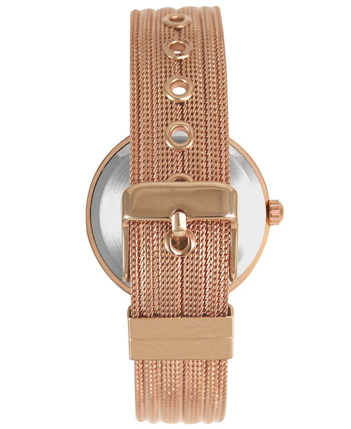 Jessica Simpson Women's Pave Crystal Gold Tone Mesh Watch 36mm - Macy's