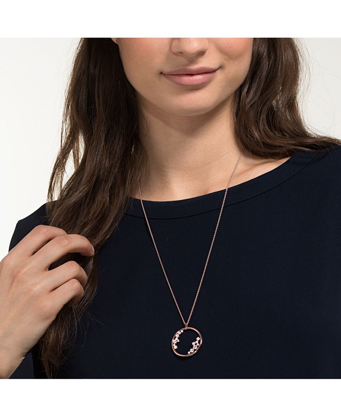 Swarovski Rose Gold-Tone Crystal Circle 31" Adjustable Pendant Necklace ...