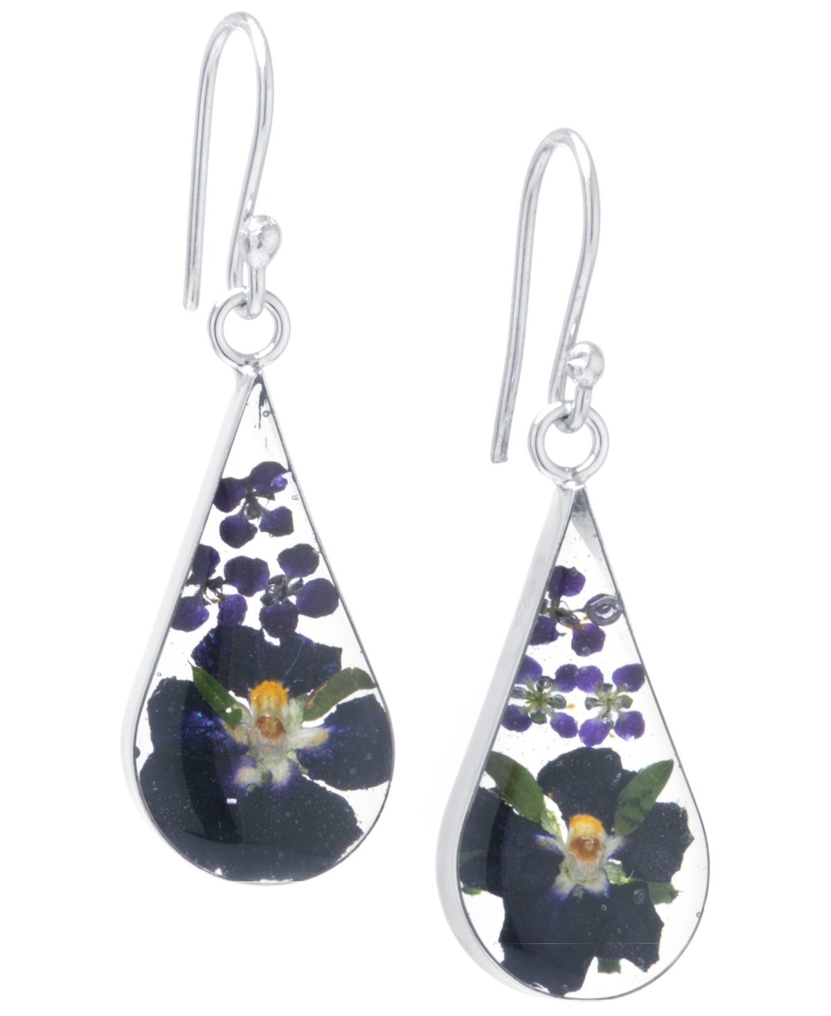 Click here for Medium Teardrop Dried Flower Earrings in Sterling... prices