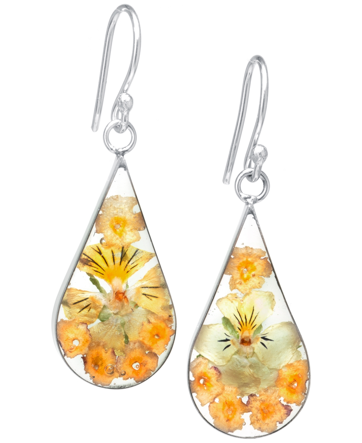 Click here for Medium Teardrop Dried Flower Earrings in Sterling... prices