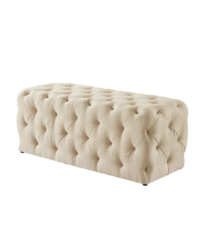Inspired Home Hayden Upholsterred Tufted Allover Rectangle Bench - Macy's