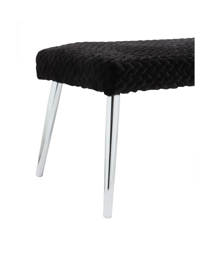 INSPIRED HOME Lamonte Faux Fur Leaf Textured Bench with Metal Legs - Macy's