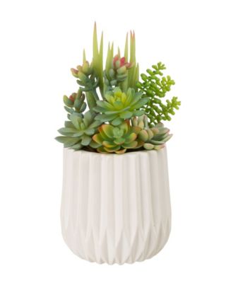Glitzhome 12" Tall Succulent Plants in Ceramic Pot - Macy's