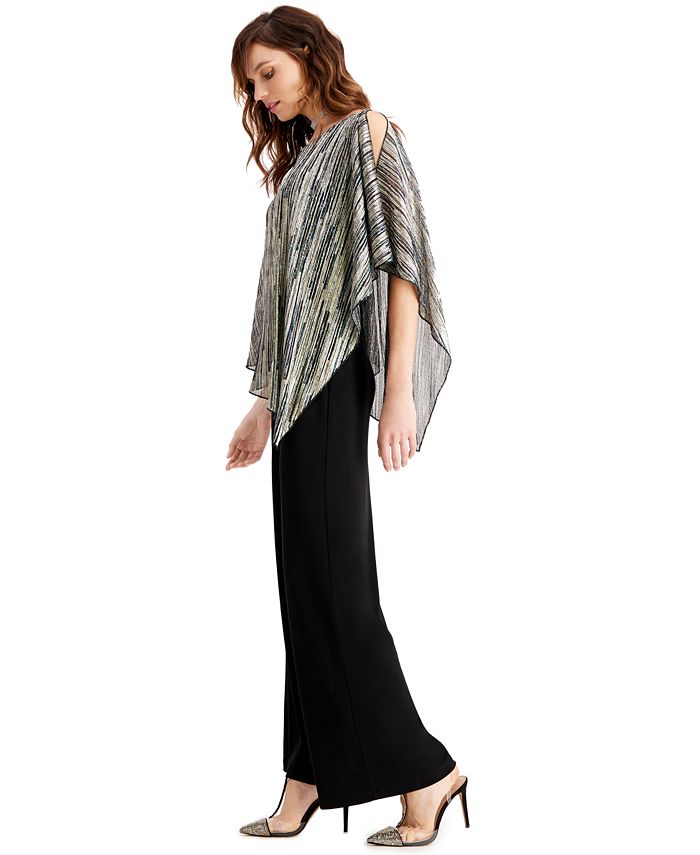 Connected Metallic Cape Overlay Jumpsuit, Created for Macy's - Macy's
