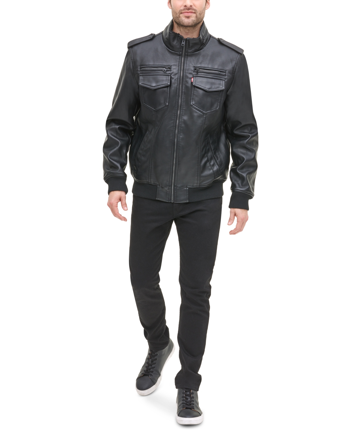 Click here for Levis Mens Sherpa Lined Faux Leather Aviator Bombe... prices
