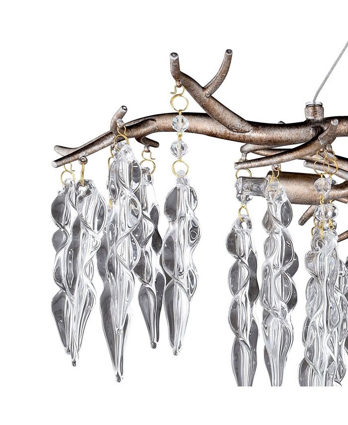 Vaxcel Rainier Silver-Tone Mist Rustic Crystal Waterfall Ceiling Light ...