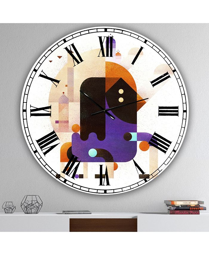 Designart Waiting For Tomorrow Large Mid-Century Wall Clock - 36 x 36 ...