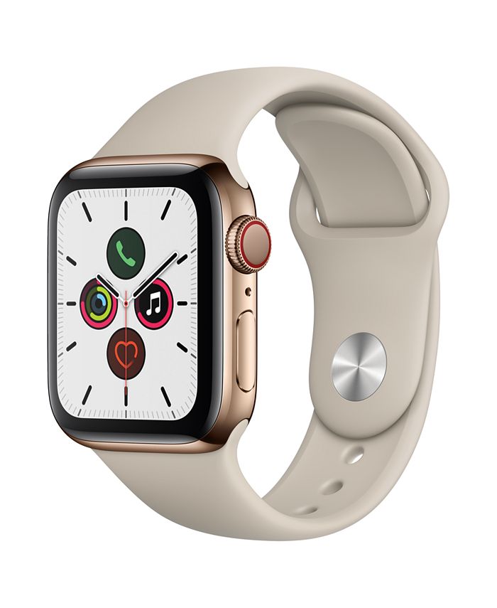Apple Watch Series 5 GPS + Cellular, 40mm Gold Stainless Steel Case ...